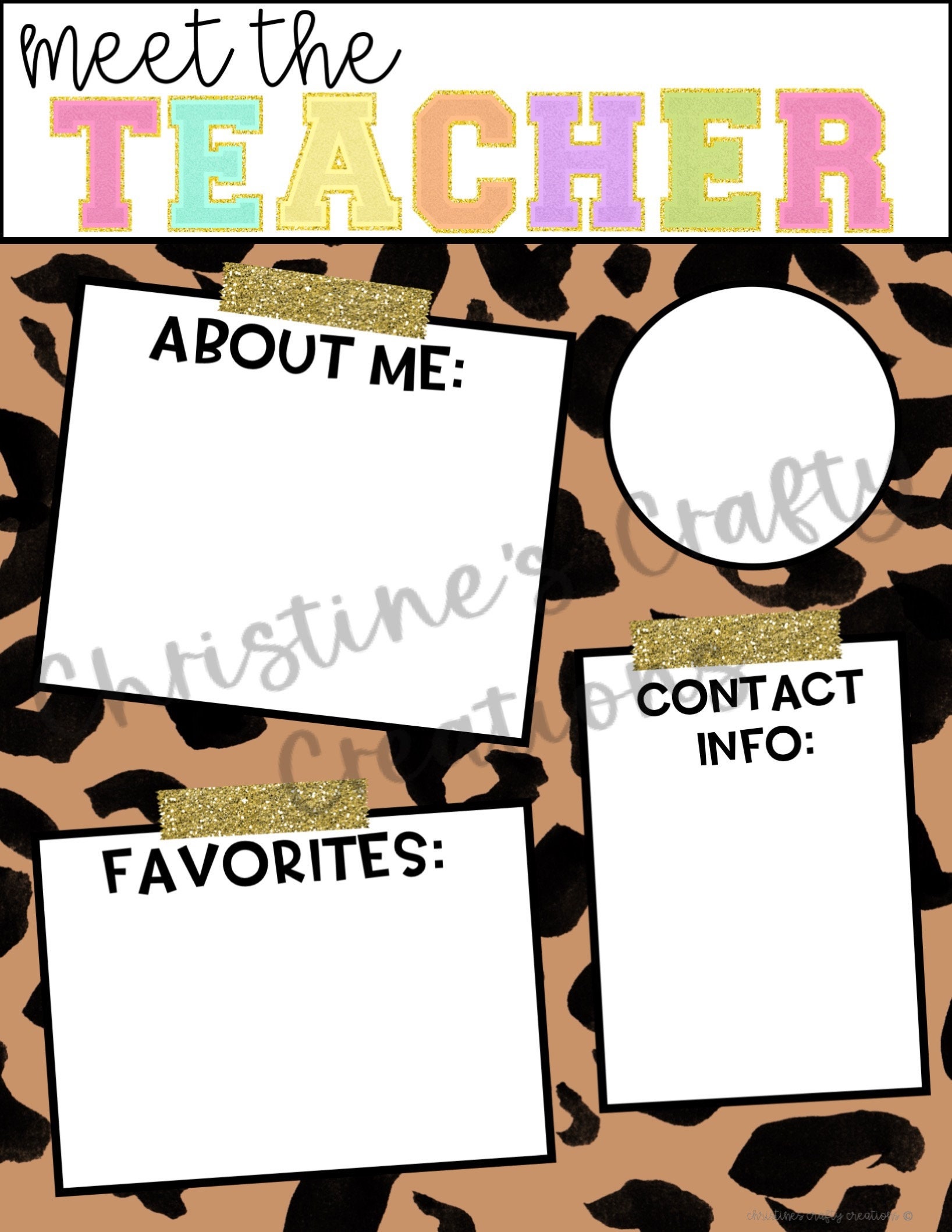 Groovy Leopard and Dalmatian Meet the Teacher Page L Editable - Etsy