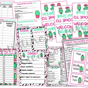 Meet the Teacher Night L Editable Forms and Materials L Cactus Theme - Etsy