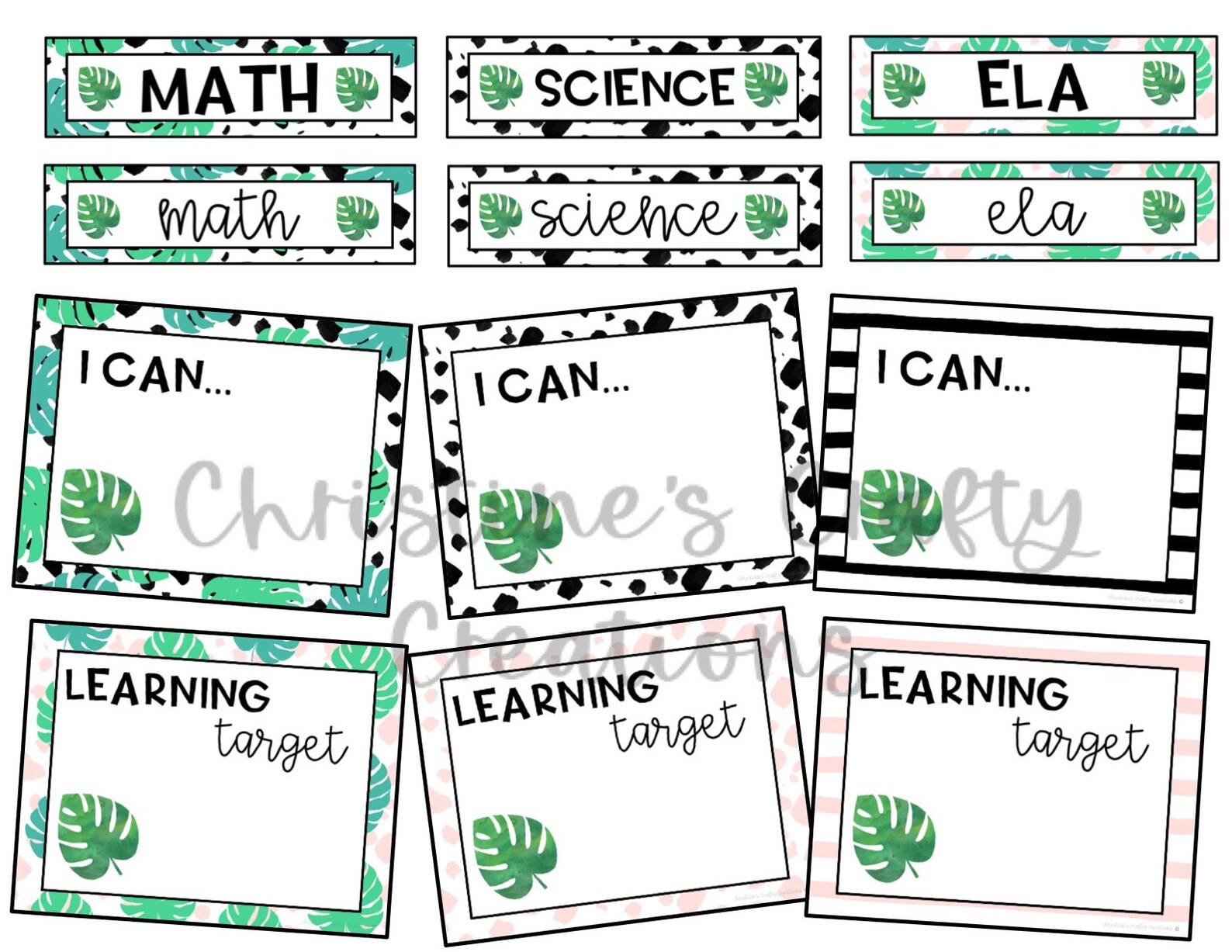 Tropical Leaves Learning Targets - Etsy