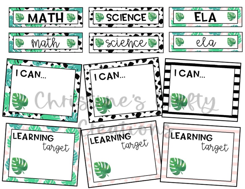 Tropical Leaves Learning Targets - Etsy