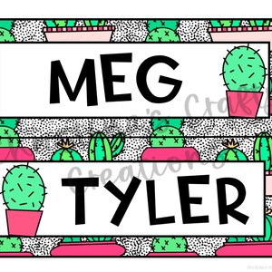 Cactus Name Tags L Editable - Etsy