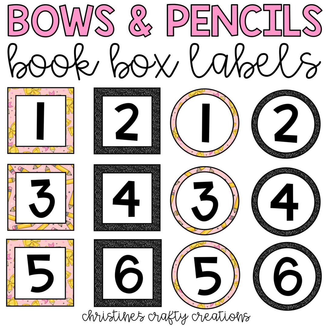 Coquette Bows and Pencils Book Box Labels L Editable - Etsy