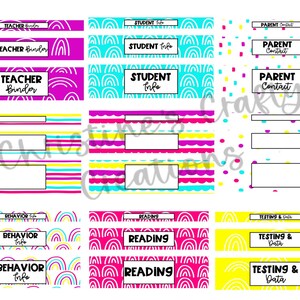 Bright Rainbow Boho Binder Covers and Spines L Editable - Etsy