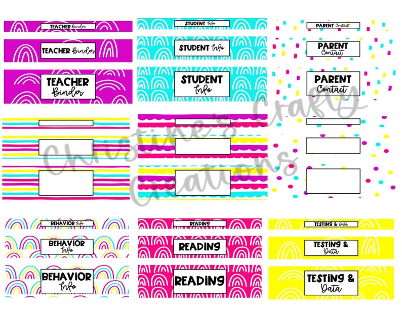 Bright Rainbow Boho Binder Covers and Spines L Editable - Etsy