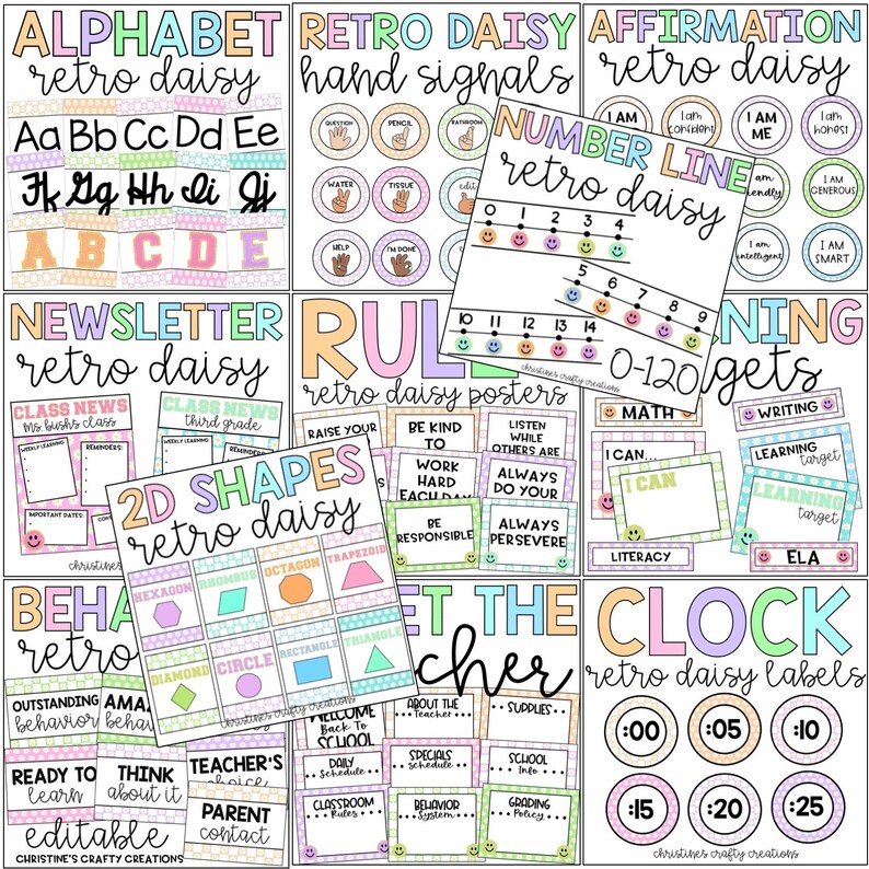 Retro Daisy Classroom Decor Bundle - Etsy