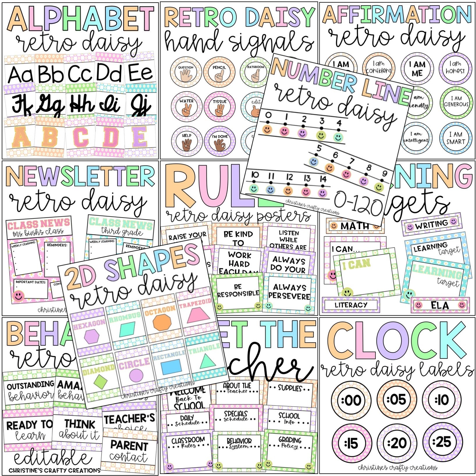 Retro Daisy Classroom Decor Bundle - Etsy