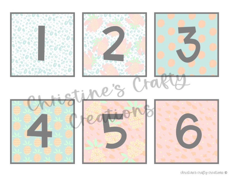 Pineapple Calendar Labels L Editable - Etsy