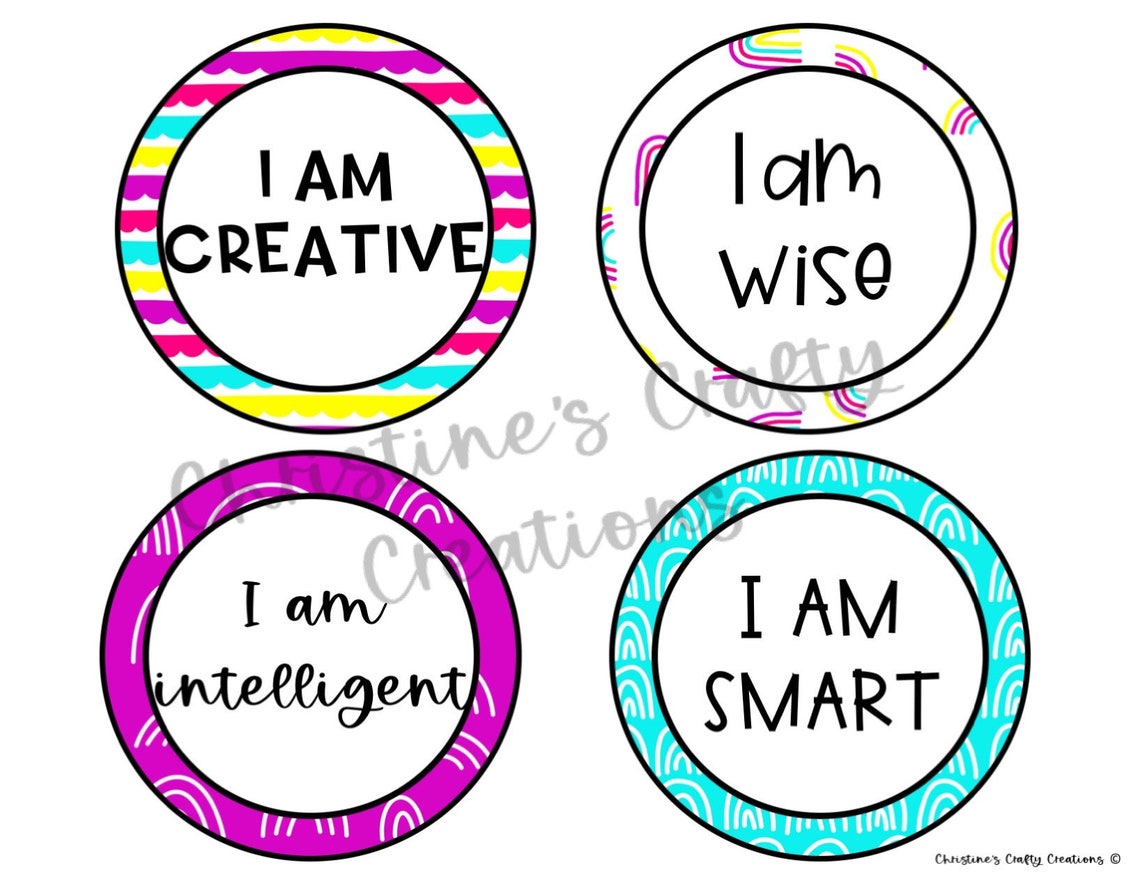 Bright Rainbow Boho Affirmation Circles L Affirmation Mirror - Etsy