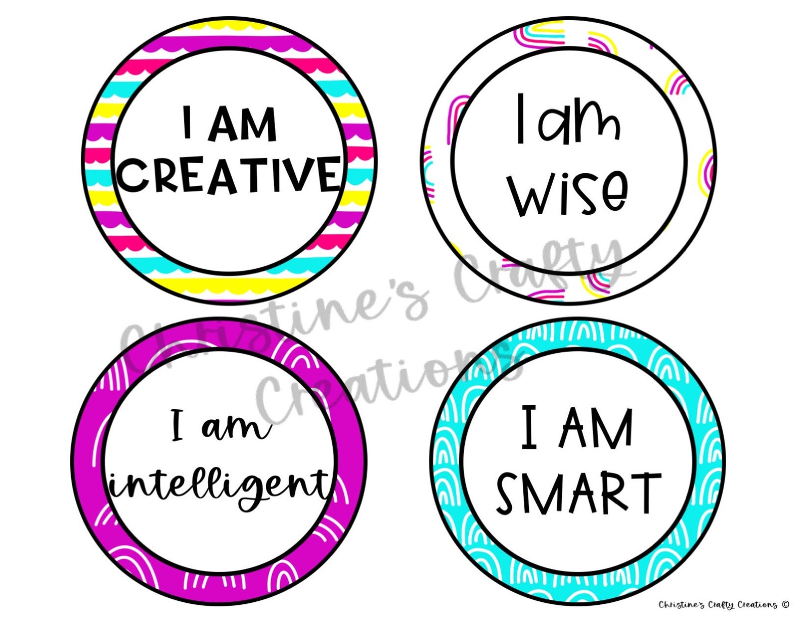 Bright Rainbow Boho Affirmation Circles L Affirmation Mirror - Etsy
