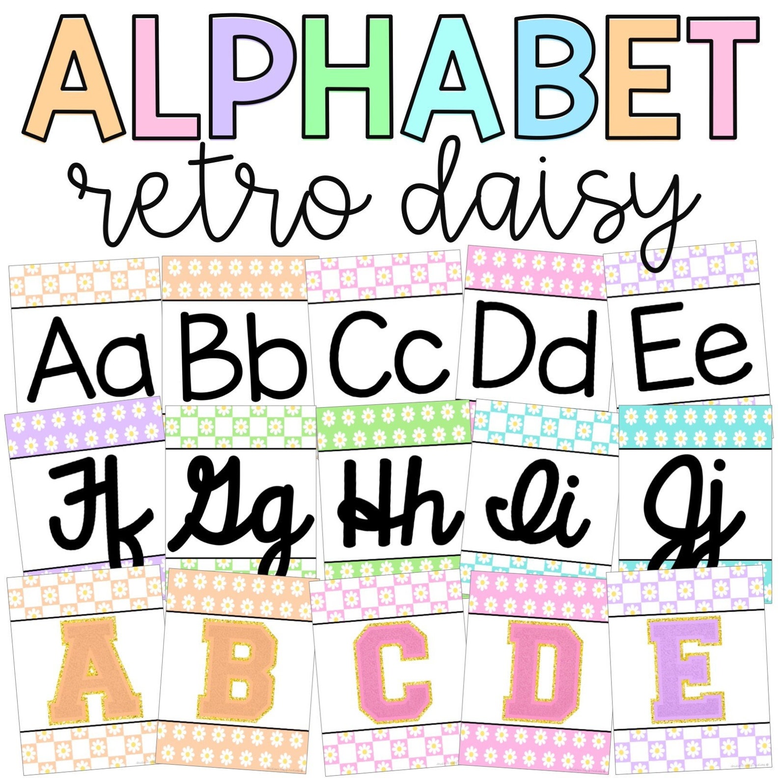 Retro Daisy Alphabet Posters - Etsy
