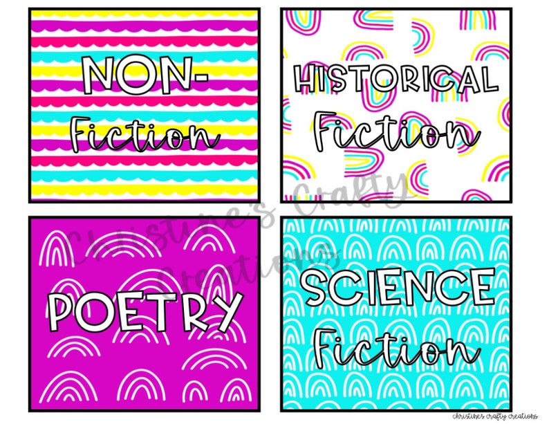 Bright Rainbow Boho Book Bin Labels L Editable - Etsy