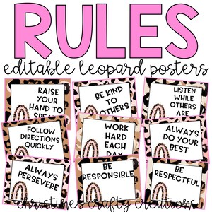 Leopard Classroom Rules Posters L Editable - Etsy