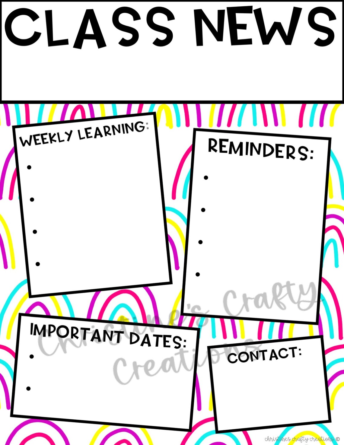 Bright Rainbow Boho Newsletter Templates L Editable - Etsy