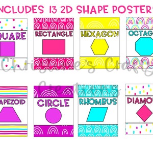 Bright Rainbow Boho 2D Shapes Posters - Etsy
