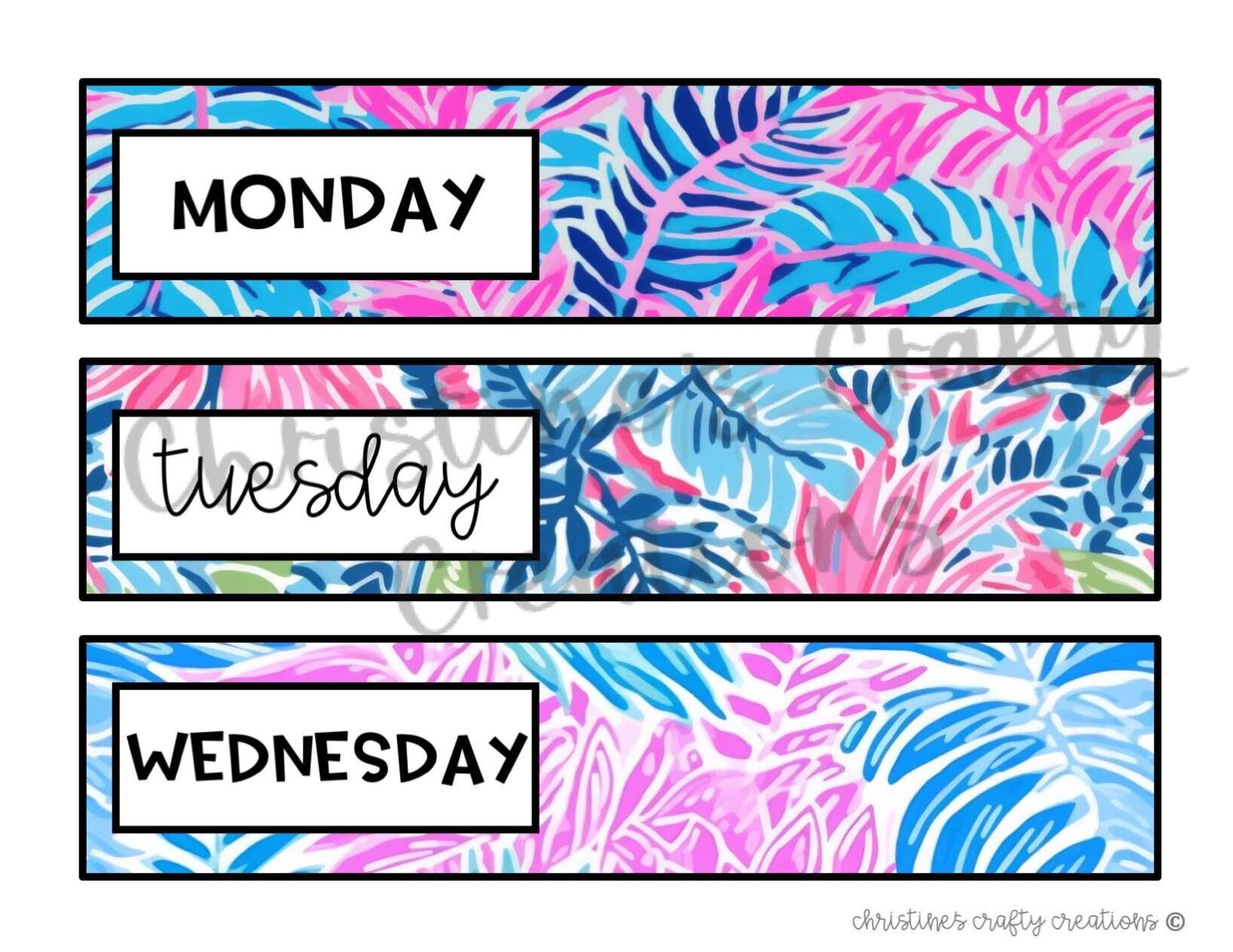 Preppy and Tropical 10 Drawer Labels L Editable - Etsy
