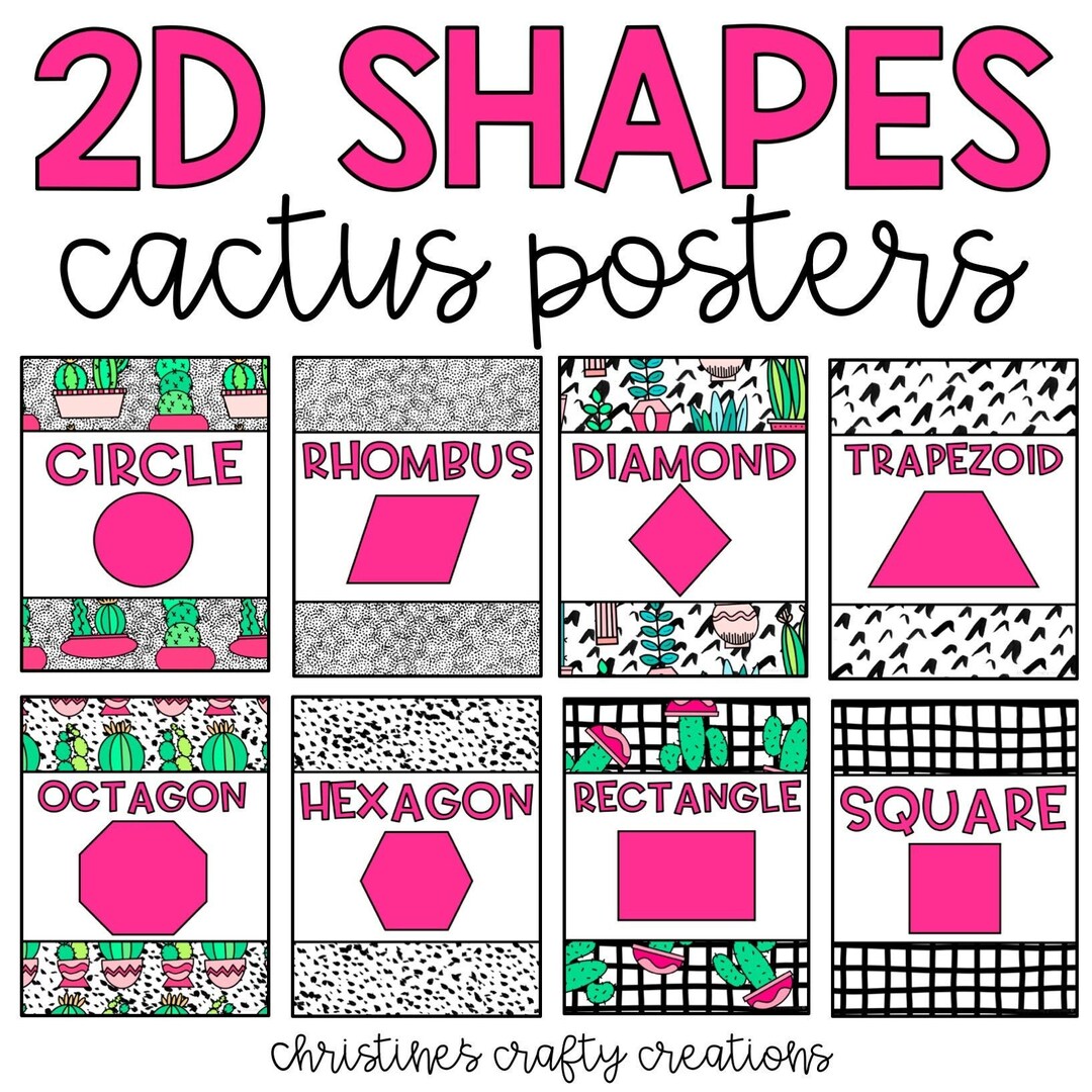 Cactus 2D Shape Posters - Etsy