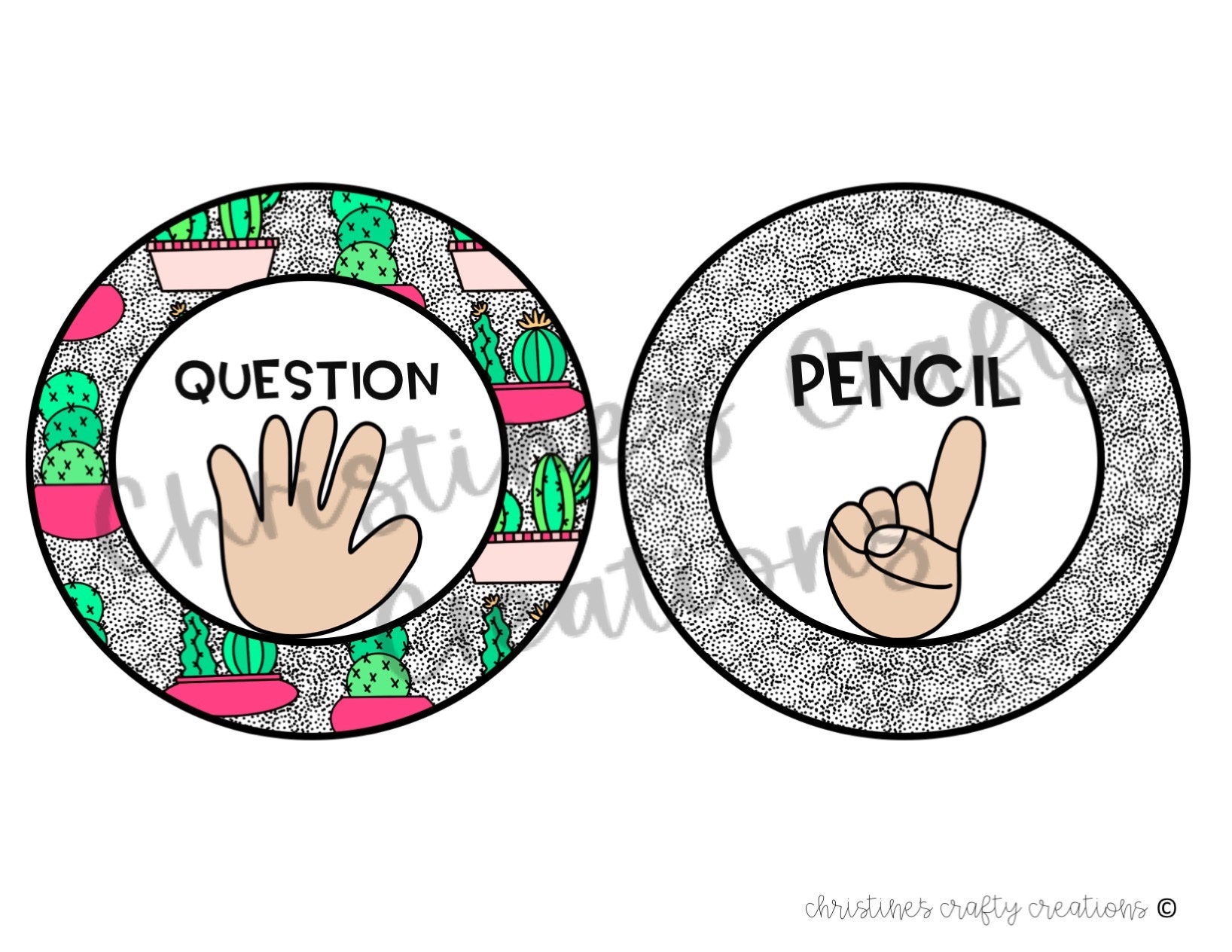 Cactus Hand Signals L Multicultural and Editable - Etsy