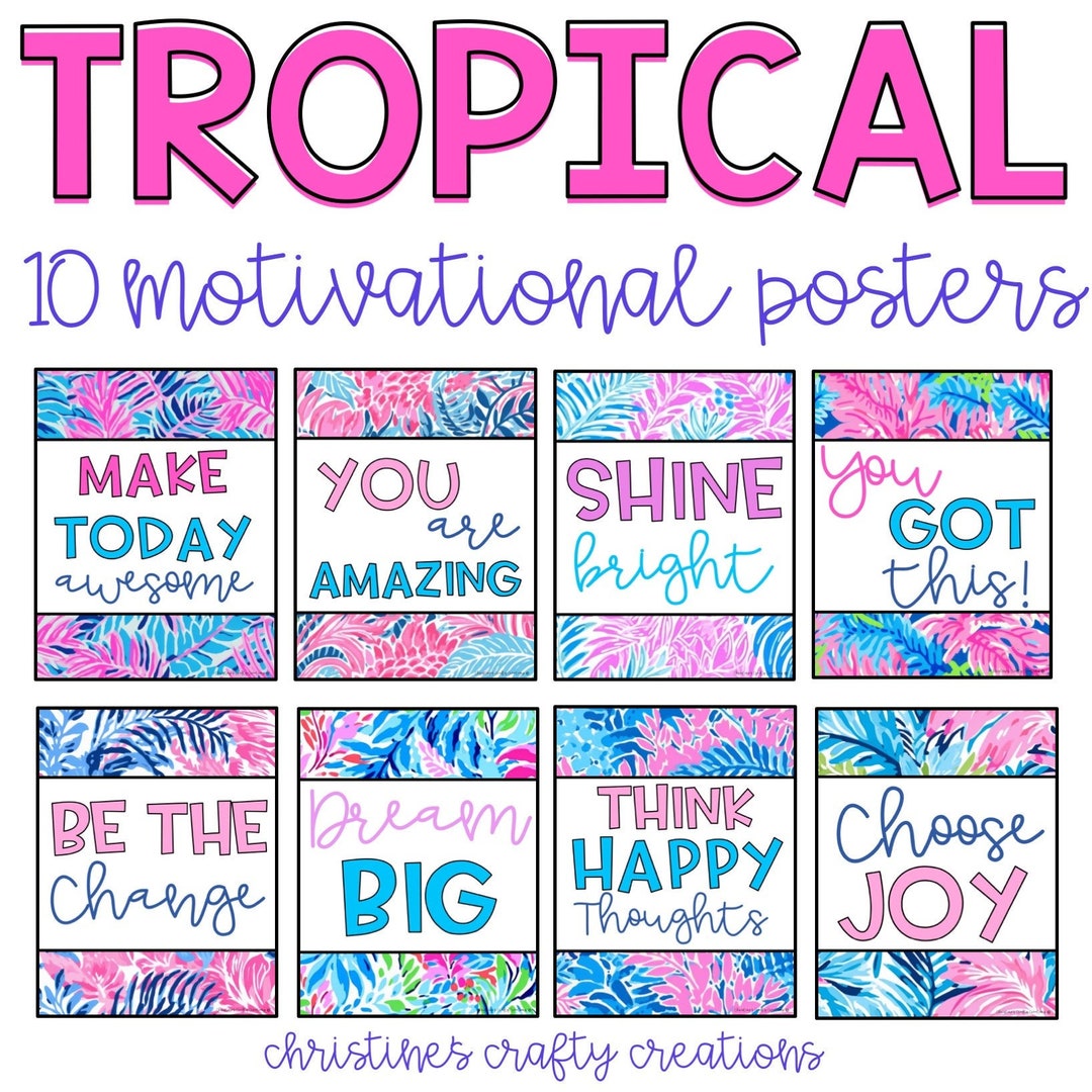 Preppy and Tropical Motivational Posters - Etsy