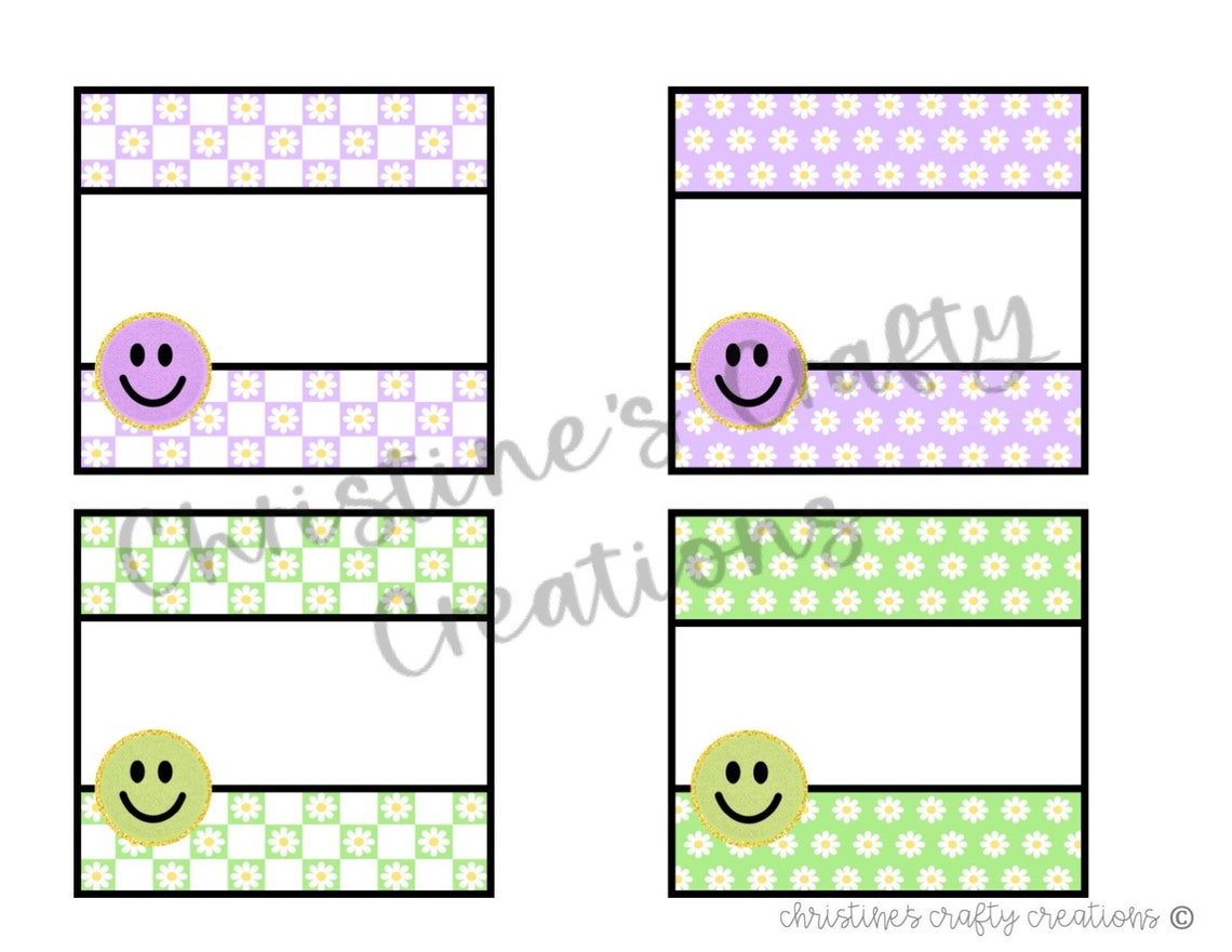 Retro Daisy Welcome Sign L Editable Door Name Labels L Bulletin Board ...