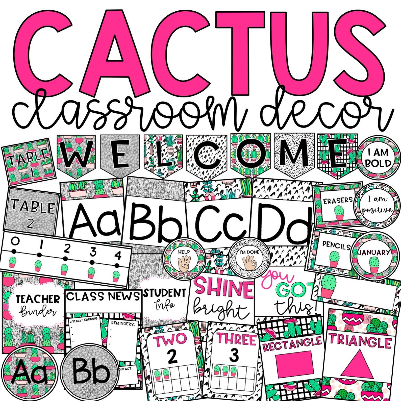 Cactus Classroom Decor Bundle - Etsy