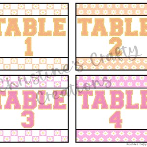 Retro Daisy Table and Cubby Numbers - Etsy