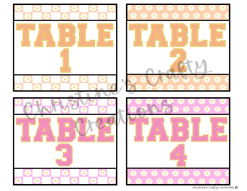 Retro Daisy Table and Cubby Numbers - Etsy