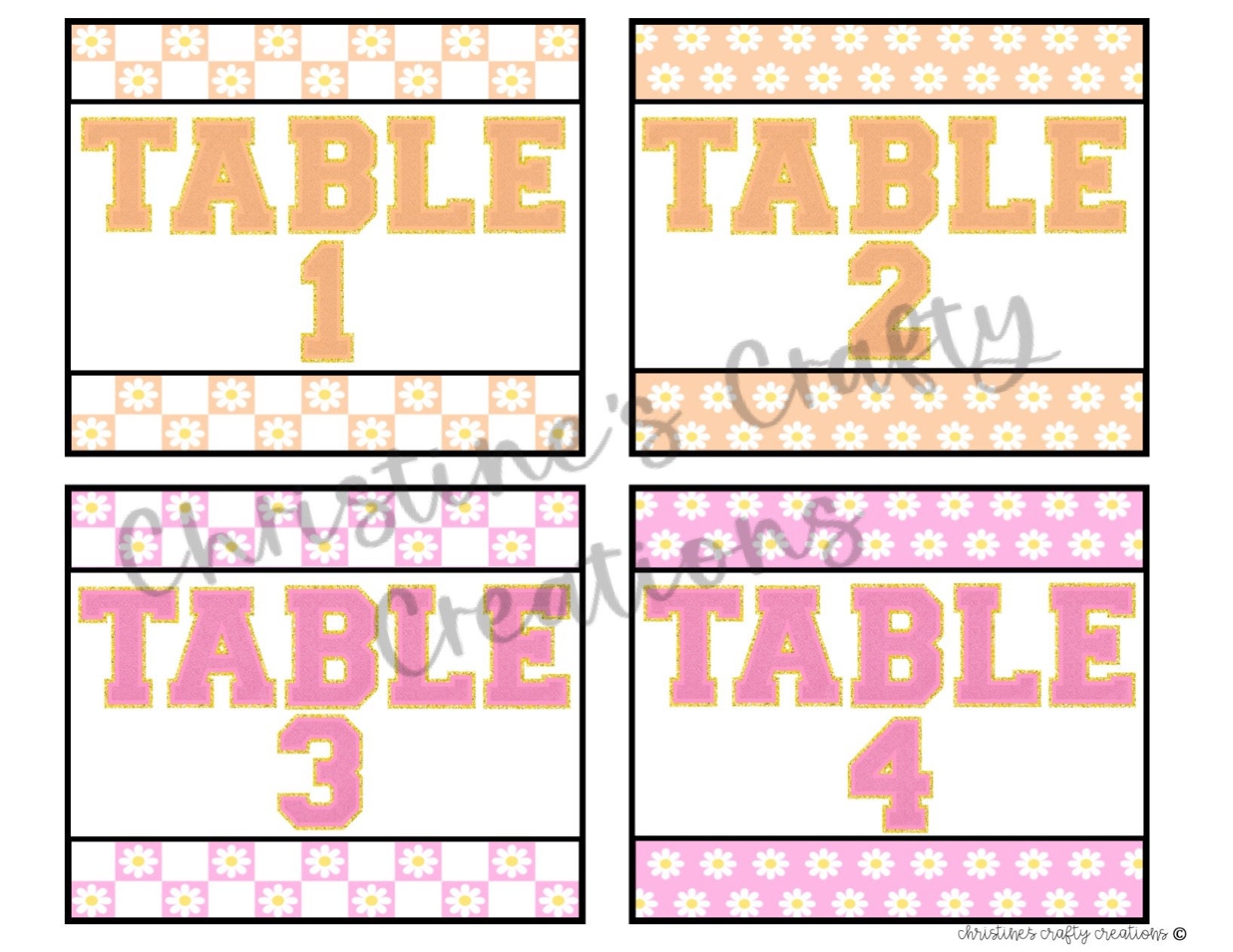 Retro Daisy Table and Cubby Numbers - Etsy