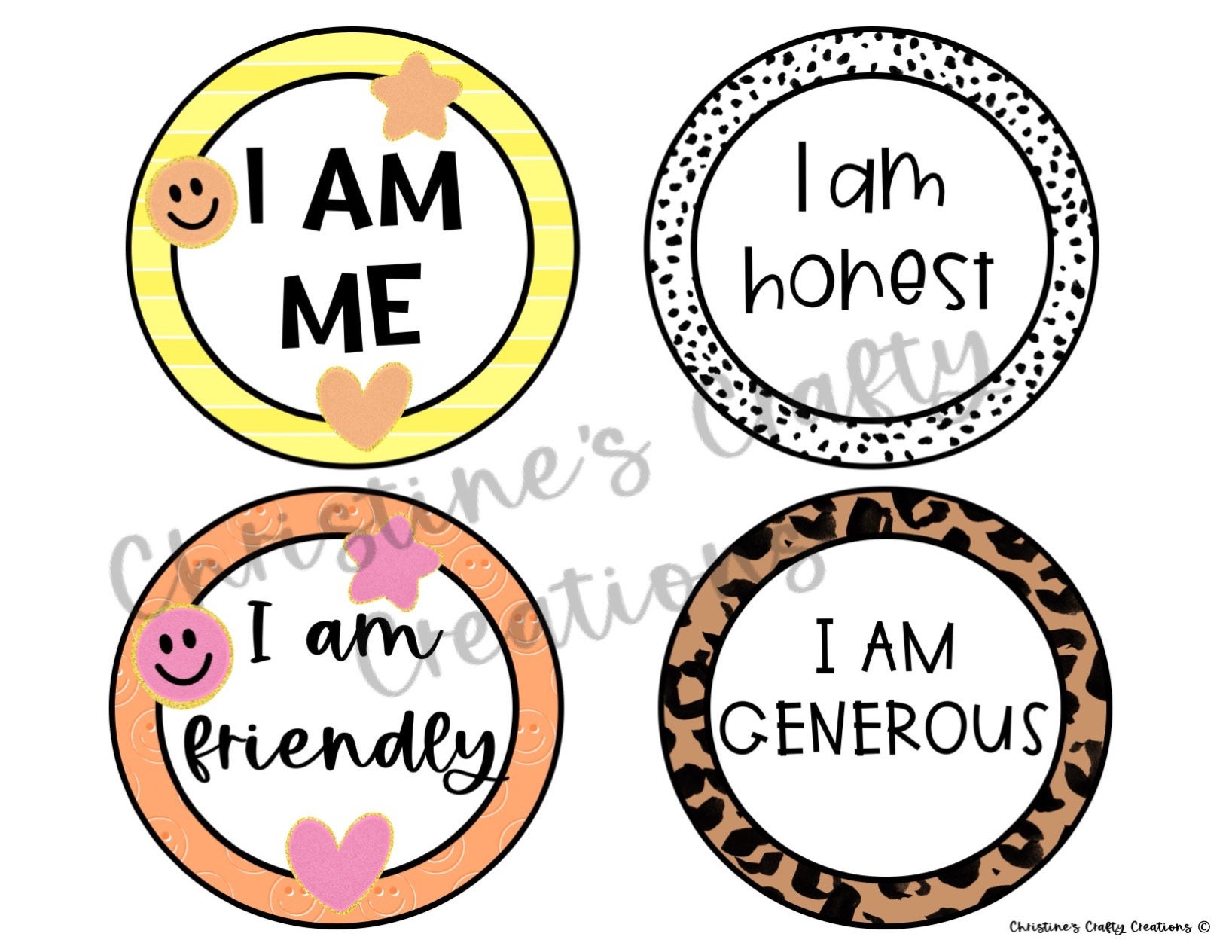 Groovy Leopard and Dalmatian Affirmation Circles L Affirmation Mirror ...