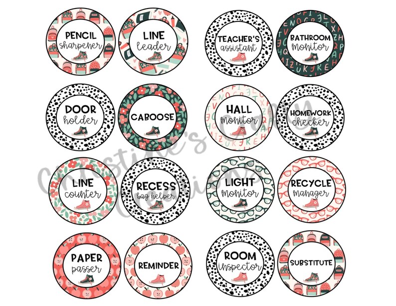 Preppy Dalmatian Class Jobs L Editable - Etsy