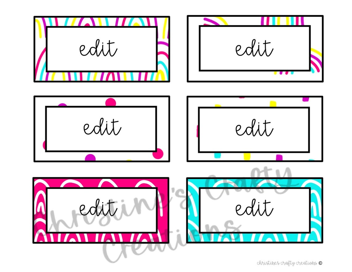 Bright Rainbow Boho Toolbox Labels L Editable - Etsy