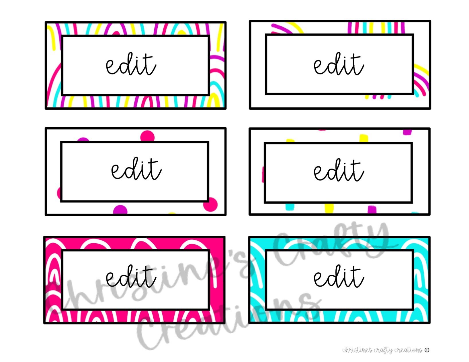 Bright Rainbow Boho Toolbox Labels L Editable - Etsy