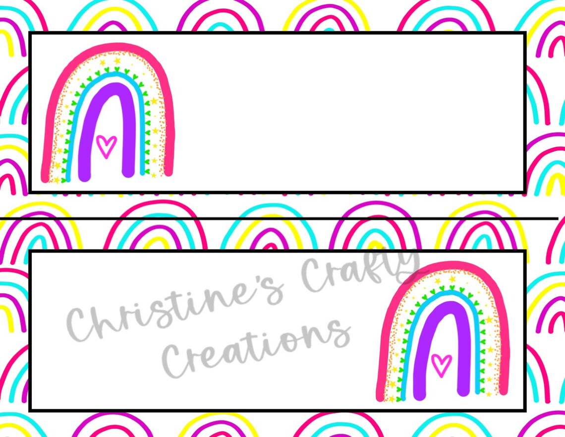 Bright Rainbow Boho Name Tags L Editable - Etsy