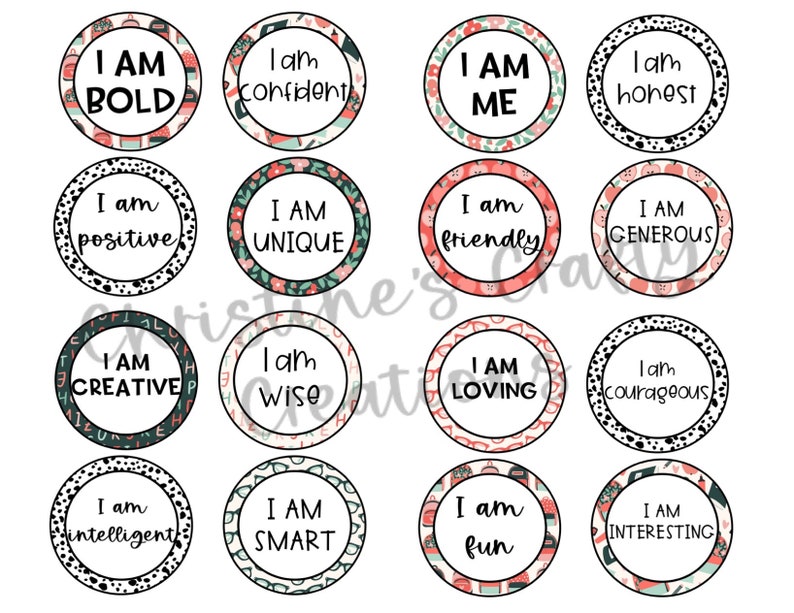 Preppy Dalmatian Affirmation Circles L Affirmation Mirror - Etsy
