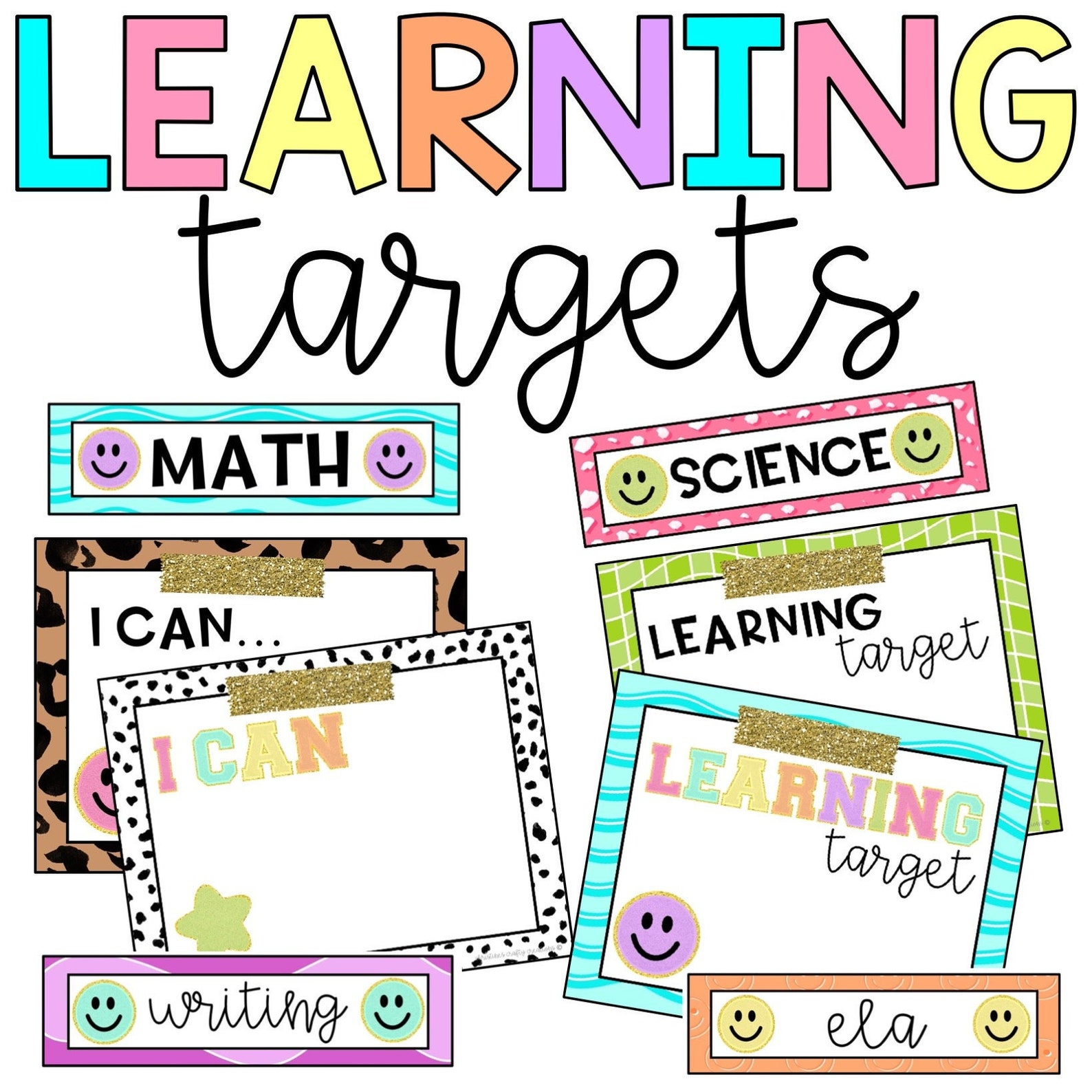 Groovy Leopard and Dalmatian Learning Targets L Editable - Etsy