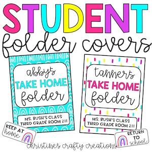 Bright Rainbow Boho Student Folder Covers L Editable - Etsy