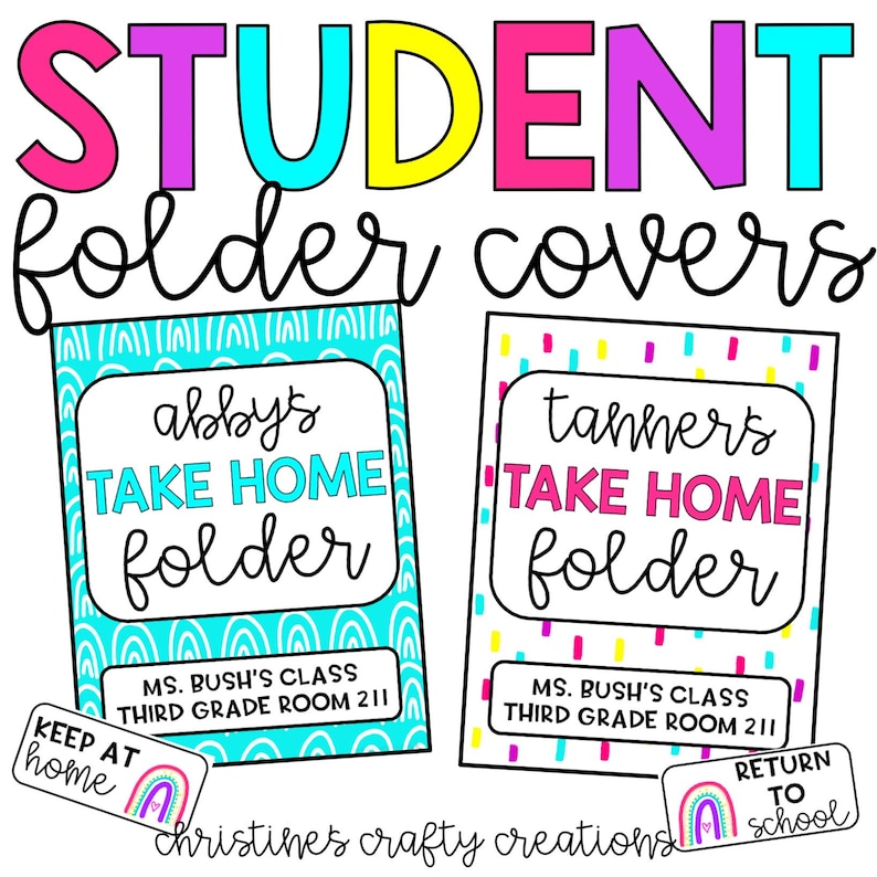 Bright Rainbow Boho Student Folder Covers L Editable - Etsy