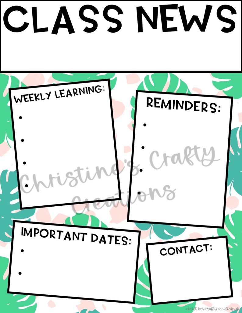 Tropical Leaves Newsletter Templates L Editable - Etsy