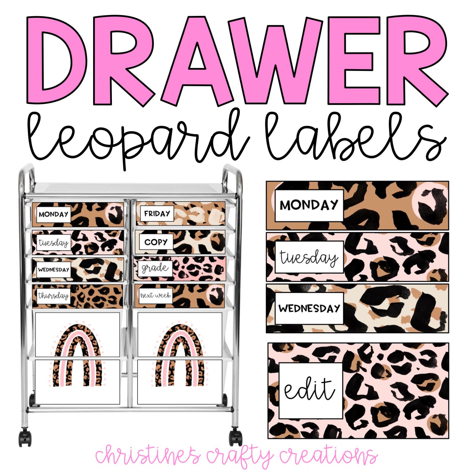 Leopard 12 Drawer Labels L Editable - Etsy