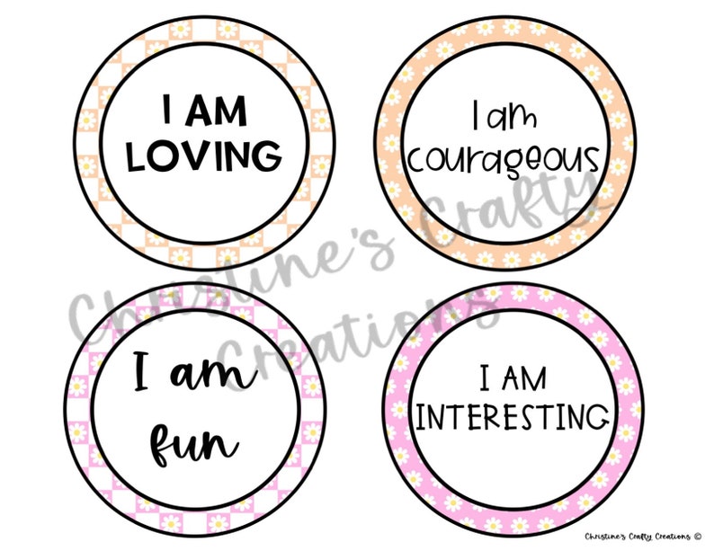 Retro Daisy Affirmation Circles L Affirmation Mirror - Etsy