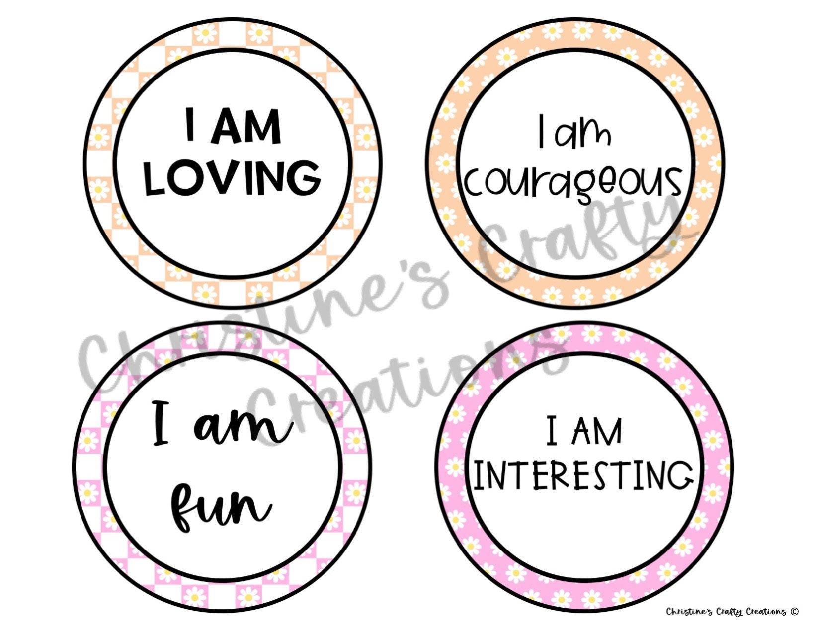 Retro Daisy Affirmation Circles L Affirmation Mirror - Etsy
