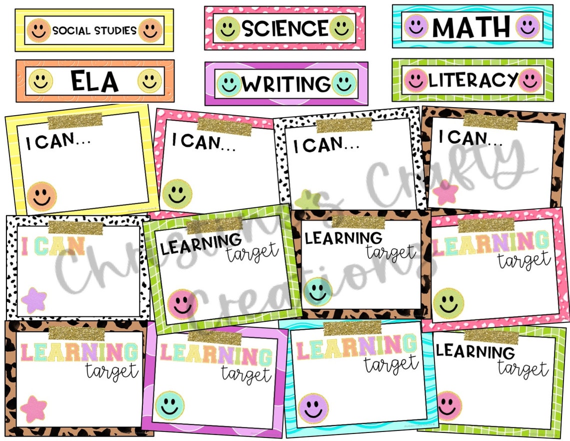 Groovy Leopard and Dalmatian Learning Targets L Editable - Etsy