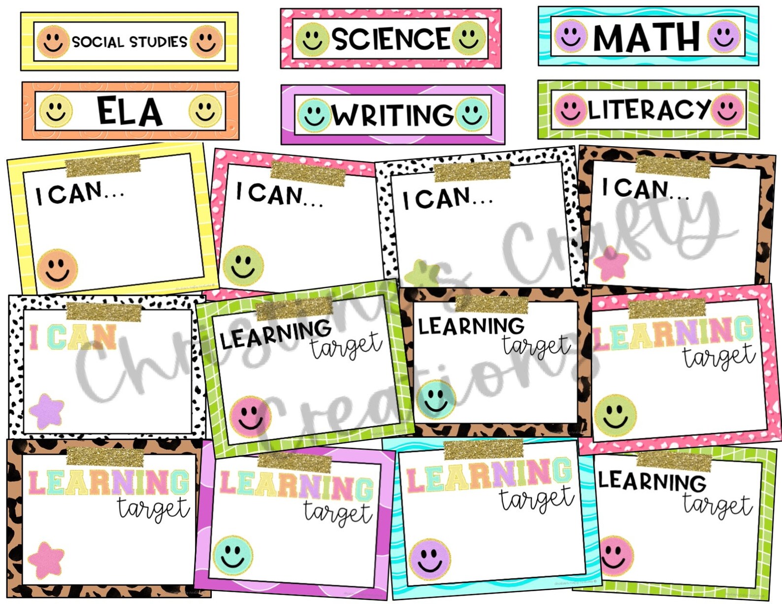 Groovy Leopard and Dalmatian Learning Targets L Editable - Etsy