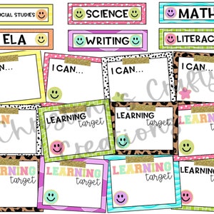Groovy Leopard and Dalmatian Learning Targets L Editable - Etsy