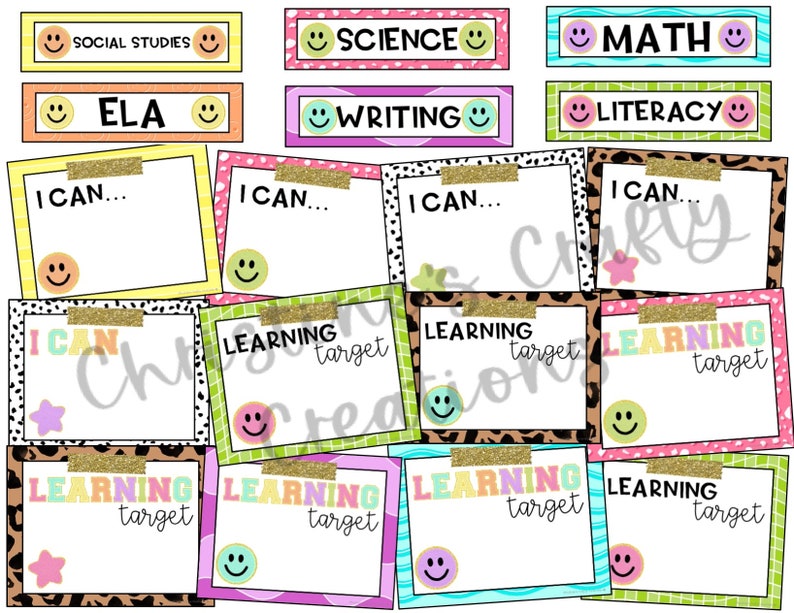 Groovy Leopard and Dalmatian Learning Targets L Editable - Etsy
