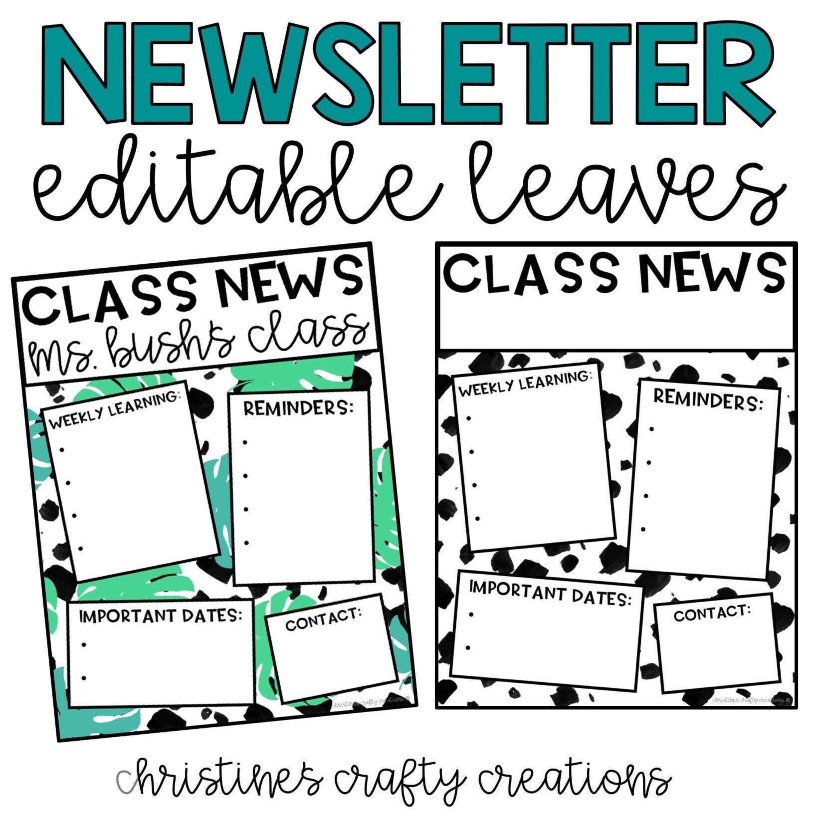 Tropical Leaves Newsletter Templates L Editable - Etsy