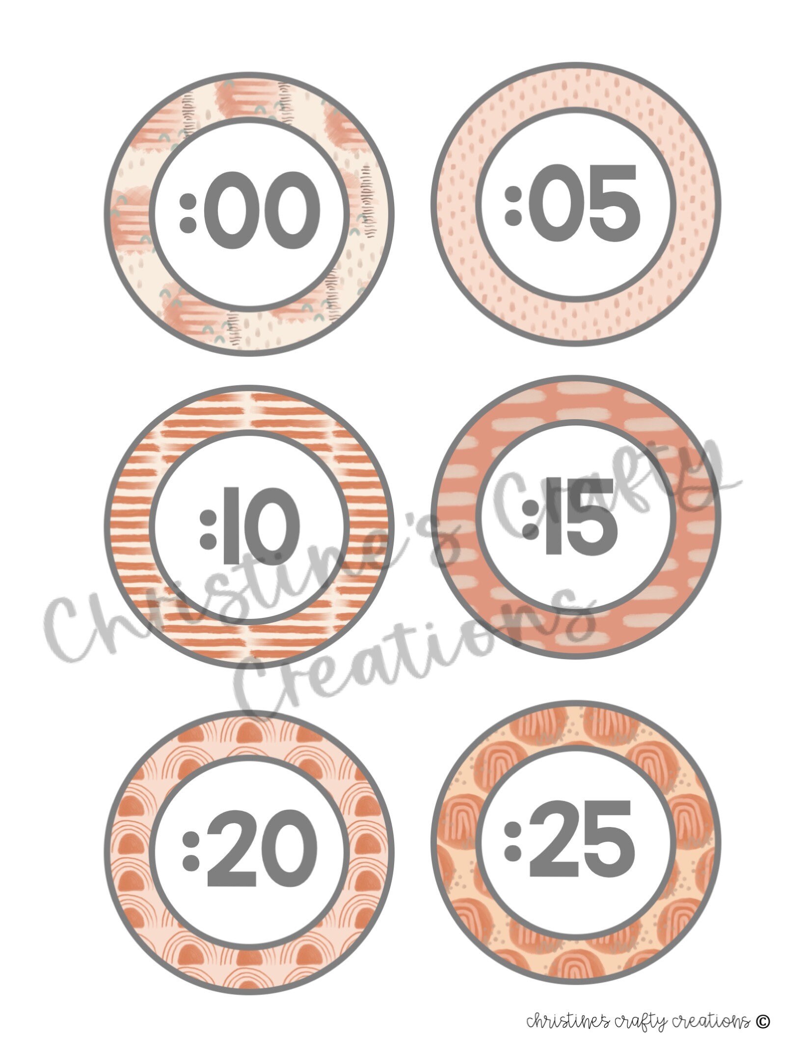 Rustic Boho Clock Labels - Etsy