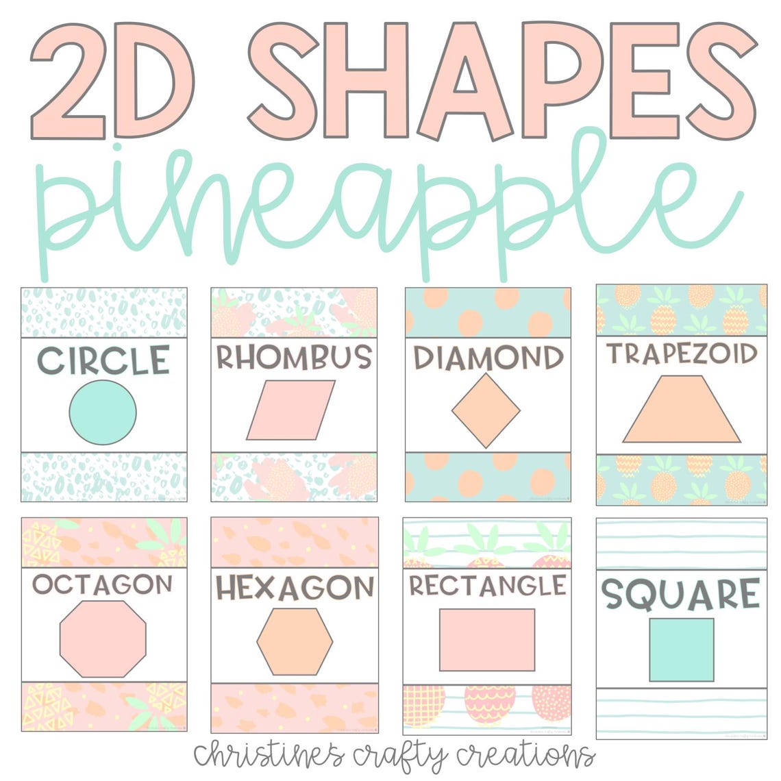 Pineapple 2D Shapes Posters - Etsy