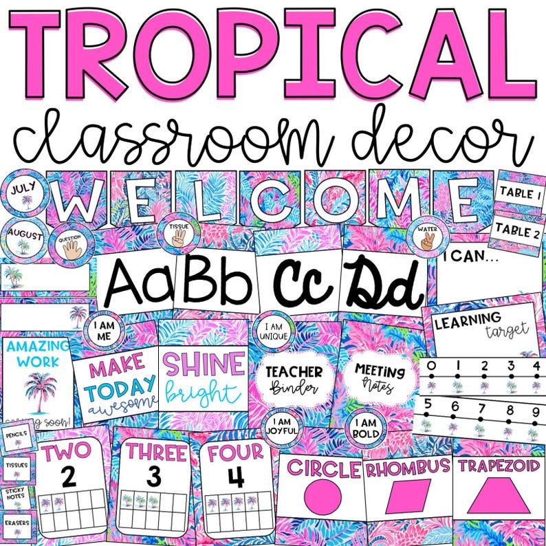 Preppy and Tropical Classroom Decor Mega Bundle - Etsy
