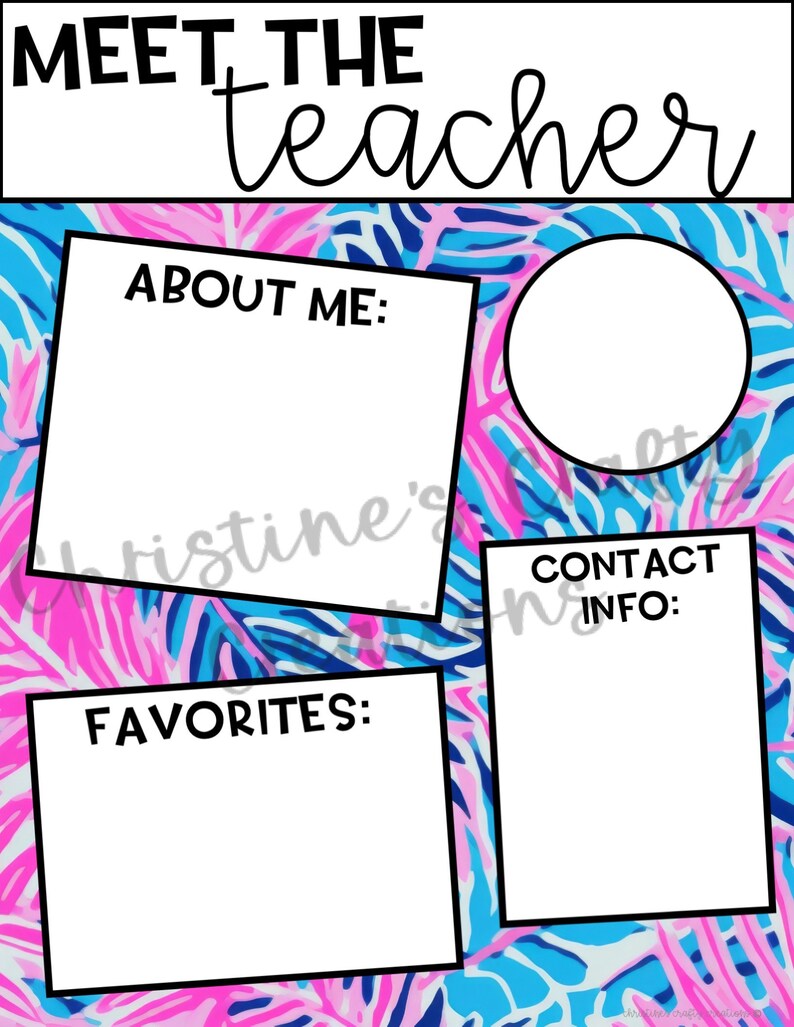 Preppy and Tropical Meet the Teacher Page L Editable - Etsy