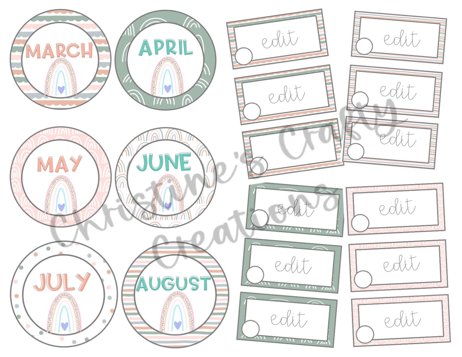 BOHO Birthday Chart L Editable - Etsy